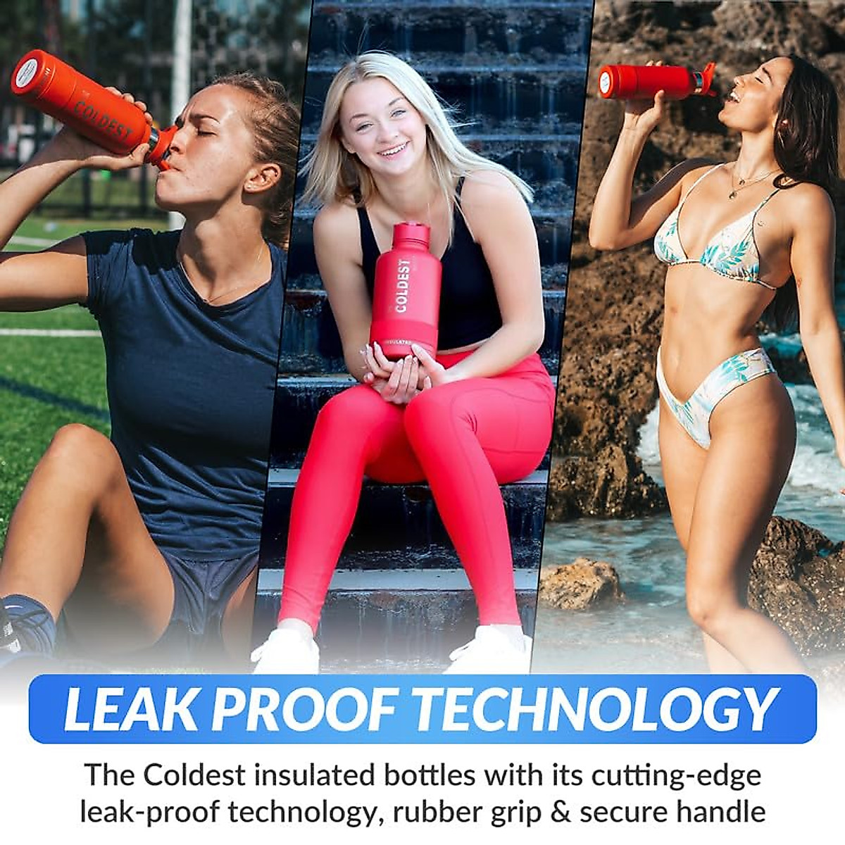 Coldest Sports Water Bottle with Straw Lid Vacuum Insulated Stainless Steel Metal Thermos Bottles Reusable Leak Proof Flask for Sports Gym(32 oz, Saturns Moon Purple Glitter)