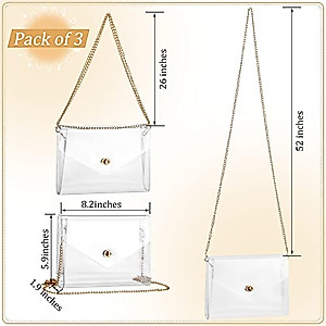 Sweetude 3 Pieces Clear Purse for Women Stadium Approved Clear Crossbody Bag Transparent Clutch Purses with Snap Closure for Sports Concert Prom Party Stadium Present