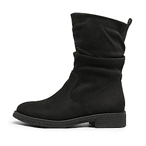 DREAM PAIRS Women's DMB213 Mid Calf Combat Riding Fashion Winter Boots Black Size 8