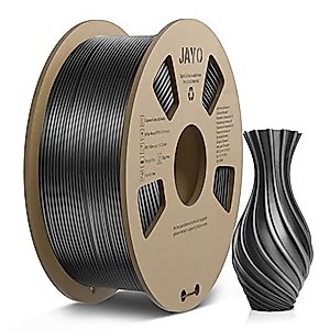 Silk Black PLA 3D Printer Filament 1.75mm, JAYO Silk PLA 0.65kg Spool 3D Printing Material, Silky Shiny Surface, Neatly Wound Filament, Fits for Most FDM 3D Printers, Black 650g