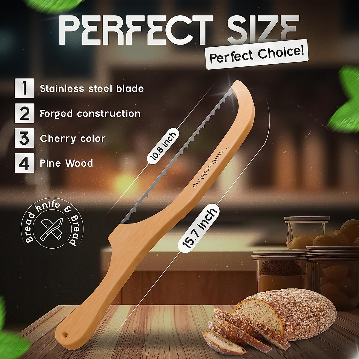 16" Sourdough Slicer for Homemade Bread with Strengthened Stainless Steel Blade - Premium Bow Bread Knife for Homemade Bread - Wooden Bread Bow Knife for Bagels, Baguettes - Sourdough Bread Slicer