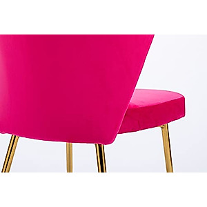 ZOBIDO Set of 2 Accent Chair Glam Velvet Dining Room Side Chair with Golden Metal Legs Tufted Back Accent Chair for Home Living Room/Bedroom/Beauty Room/Dining Room (Rose red)