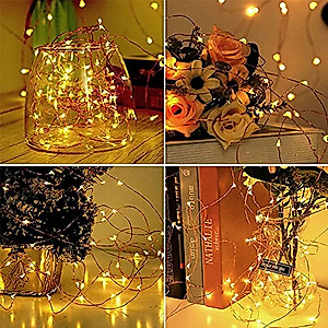 YOEEN 20 Pack Fairy Lights Battery Operated 3.3ft 20 LED Mini String Lights Copper Wire Firefly Starry Lights for Mason Jars Wedding Centerpieces Party Christmas Decor, Warm White