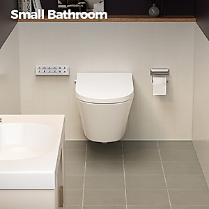 HOROW Luxury Wall Mounted Bidet Toilet with Instant Warm Water, Smart Toilet with Auto Open Lid, Heated Seat, Dryer, Modern Toilet, White Rear Discharge Toilet without Toilet Tank Carrier