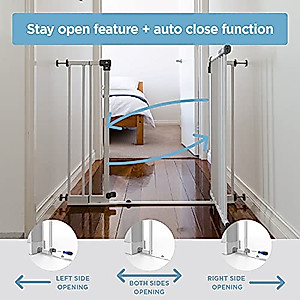 Perma Child Safety Stellar Sensor LED Auto Lock Safe Step Walk Through Baby Gate for Stairs, Pressure Mounted, White