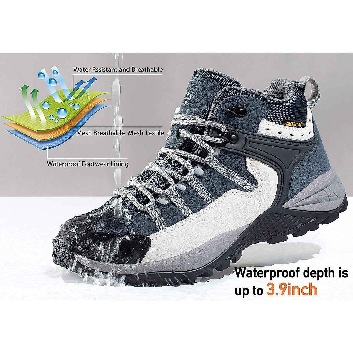 Wando Women's Winter Waterproof Boots Lightweight and hard-wearing Outdoor Hiking Shoes Anti slip Work Boots Tactical Boots.