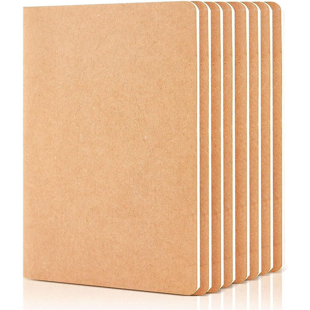 feela 8 Pack Unlined Kraft Paper Notebooks, Blank Journal Note Pad for Drawing Writing, Small Sketchbook Travel Journal Bulk for Women Kids Students Office School Supplies, A5, 60 Pages, 8.3” X 5.5”