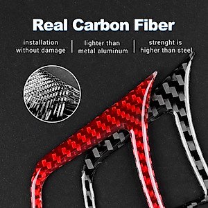 AIRSPEED Car Steering Wheel Cover Sticker Carbon Fiber Steering Wheel Button Frame Interior Decorative Trim Sticker for Toyota Supra GR A90 A91 MK5 2019-2022, Red