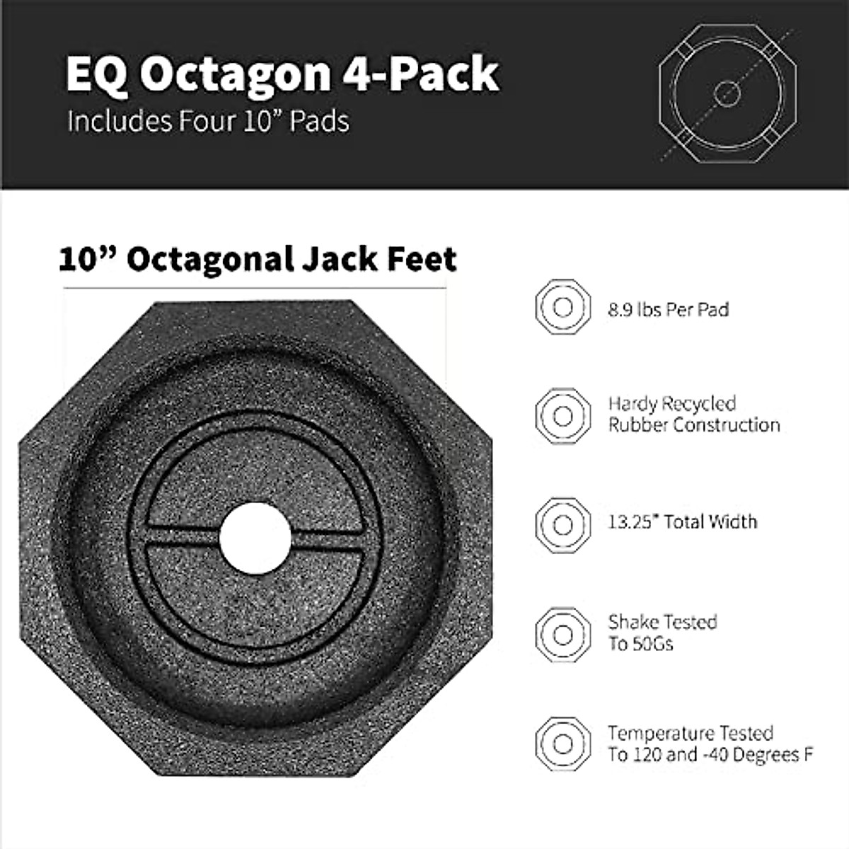 SnapPad EQ Permanently Attached RV Leveling Jack Pad for Equalizer Landing Feet (Octagon 4-Pack)