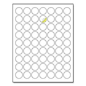 1" Round Matte White Sticker Label, Laser/Inkjet Printing - Letter Size, 30 Sheets