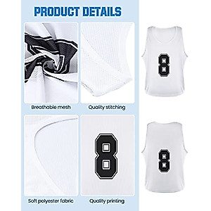 Silkfly 24-Pack Youth Numbered Soccer Practice Jerseys - Scrimmage Vests for Teens in Black & White