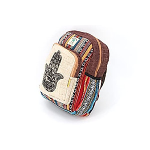 Unique Hand Print Mini Hemp Backpack Small Back Pack Hippie Bag Pack Festival Bag Pack 100% Hemp|100 VEGAN| FAIR TRADE | Handmade with Love