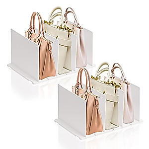 DSVENROLY 2PC Plastic Handbag and Purse Organizer for Closet, Shelf Dividers for Closet Organization Adjustable Spacing and Detachable, Space Saving Closet Storage System