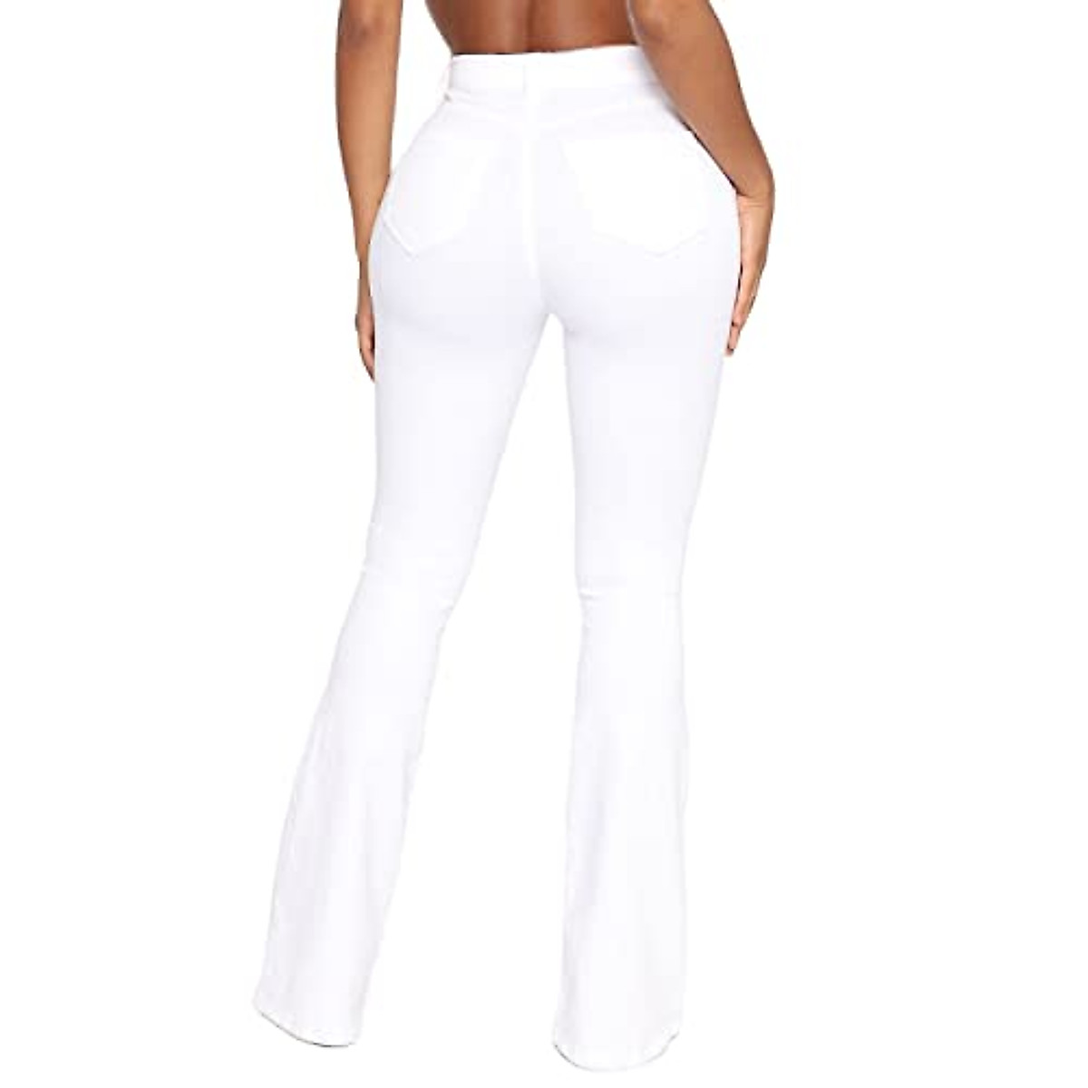 Tunlaud Women's Bell Bottom Jeans for Women Flare Jeans High Waist Bootcut Jeans for Women Stretch Wide Leg Bell Bottom Pants (XXL, White)