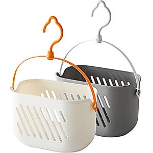 Kichvoe Shower Caddy Hanging 2Pcs Plastic Hanging Storage Basket Hanging Shower Caddy Kitchen Ginger Garlic Vegetable Organizer Basket with Hook for Bathroom Kitchen Bath Toy Storage