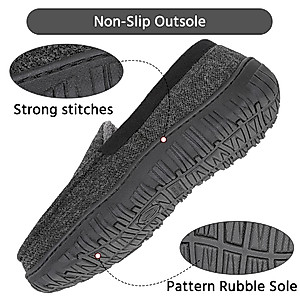 Bigwow Moccasin Slippers for Men Memory Foam House Shoes Indoor Outdoor Comfort Mens Moccasin Slippers Size 11 Grey