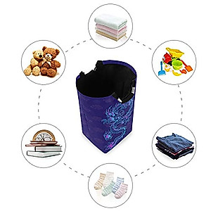 ATTX 22.7’’ Purple Chinese Dragon Waterproof Foldable Laundry Hamper, Dirty Clothes Laundry Basket, Storage Organizer for Toy Collection