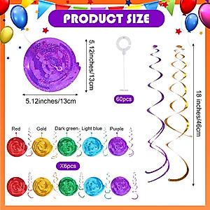 Hotop 60 Pcs Hanging Swirl Decorations Plastic Streamers Party Swirl Spiral Decorations Themed Swirl Party Decoration for Ceiling Birthday Graduation Wedding Baby Shower (Rainbow)