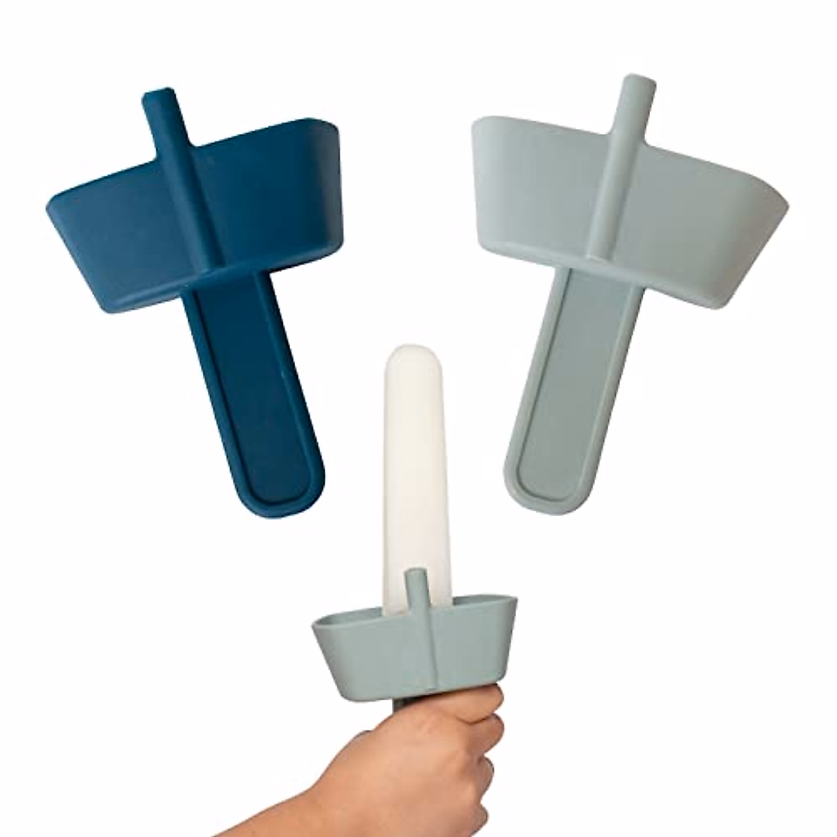 Mango Co. Silicone Popsicle Holder For Kids No Drip With Built In Straw 2 PACK (Dark Green/Sage)