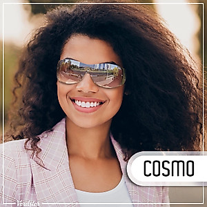 Verdster Sunglasses for Women - Oversized Womens Sunglasses - Ladies Trendy Sun Glasses Wraparound Non Polarized Sunnies – Large Y2K Shield Shades - Cosmo Black