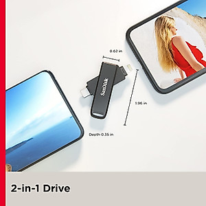 SanDisk 64GB iXpand Flash Drive Luxe - The 2-in-1 USB for iPhone, iPad, and Computer - Thumb Drive with Lightning and USB Type-C Connectors – SDIX70N-064G-GN6NN