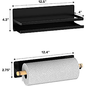 SANNO Magnetic Spice Rack for Refrigerator, Magnetic Paper Towel Holder Strong Magnet Shelf Kitchen Storage Organizer for Side of Fridge,Over Stove,Save Space on Counter