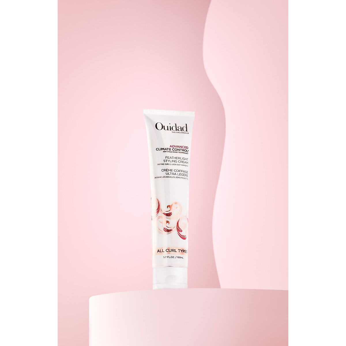 Ouidad Advanced Climate Control Styling Cream, 5.7 fl oz, Featherlight Curl Cream for Curly Hair, Shiny, Hydrated & Frizz-Free Curls, Sulfates, Parabens & Cruelty-Free Curly Hair Products