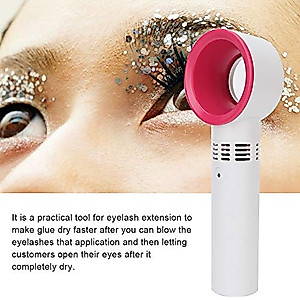 Bladeless Fan, Hand Held Fans, Portable Mini USB Air Conditioning Cooler Face Fan Grafting False Eyelashes Fan, Rechargeable Eyelash Fan Dryer(White)