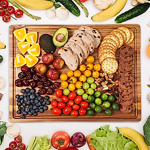 Extra Large Wood Cutting Boards, 20 x 15 Inch Acacia Wooden Cutting Board for Kitchen,Winnsty Wood Chopping Board with Juice Groove and Handles Heavy Duty Charcuterie Board (X-Large)