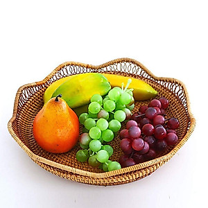 amololo Hademade Flower Shape Fruit Basket Food Caddy Snack Storage Tray Dinning Room Bowl (2-Size S+L)