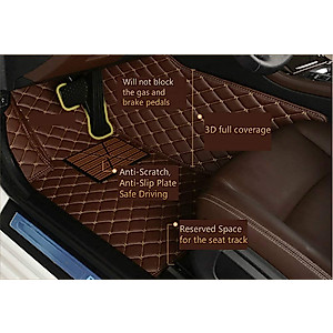 Customize Making Leather Floor Mats for Cars fit 96% Sedan SUV Sports Car Full Coverage All Weather Men Women Pads Protection Non-Slip Leather Floor Liners (Black+White Edge)