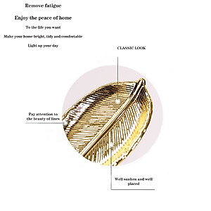 Golden Leaf Tray Ceramic Jewelry Plate Key Tray Ring Holder Trinket Dish Vanity Tray Candy Snack Tray for Christmas,Birthday,Wedding,Women