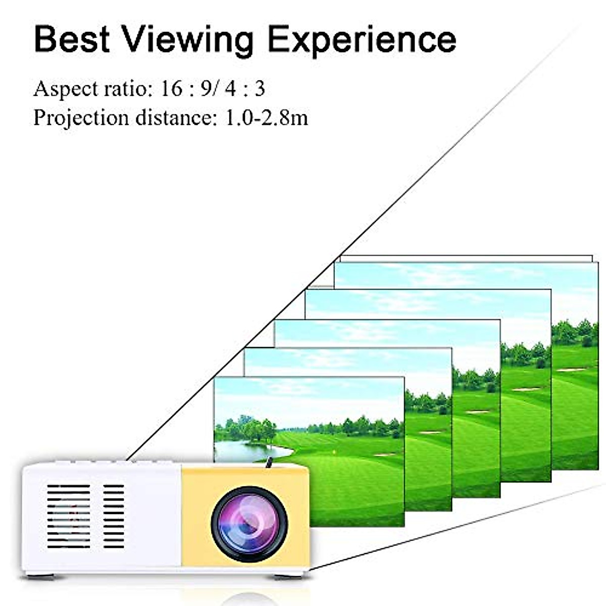 Mini Projector,1080P HD Portable Mini Private Home Theater Projector,Outdoor&Indoor LED Movie Projector,Suitable for Party Traveling Camping