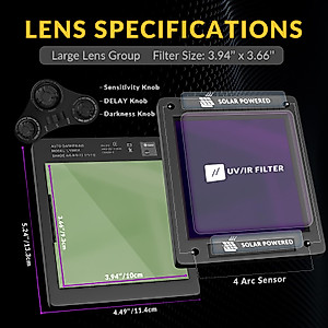 GZ GUOZHI Welding Helmet, Large Viewing Screen 3.93"X3.66", True Color Solar Powered Auto Darkening Welding Helmet, Wide Shade Range 4~5/9-9/13 Welding Mask with Weld/Grind/Cut Mode for TIG MIG ARC