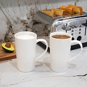 Momugs 20 OZ Simple Pure White Mug (Set of 2) Plain Large Tall White Ceramic Milk Tea Coffee Mug with Handle as A Gift for Dad Mom Friends, 2pcs