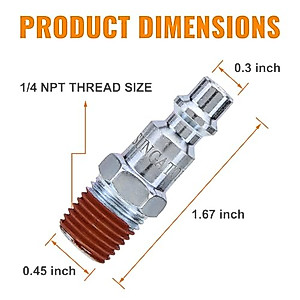 SUNGATOR 1/4-Inch NPT Male Industrial Air Plug, 1/4'' Pneumatic Plugs, Air Hose Fitting, 1/4'' Quick Connect Air Fitting, Air Hose Repair Plug Kit Compatible with I/M/D Type Air Coupler (25-Pack)