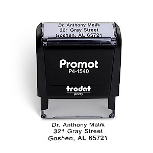 Promot Custom Stamp Up to 3 Lines of Personalized Text - Choose Font, Color, Pad, Self-Inking Personalized Stamp, Custom Stamp for Return Address & Mailing Address, Office Stamps, Ink Stamps - Small