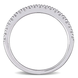 Abbie+Cleo Women's Round Moissanite Gemstone Band Stackable Anniversary Ring - White Gold Ring for Women - Anillo de Mujer - Moissanite - 10K White Gold - Stackable Rings (size 7)