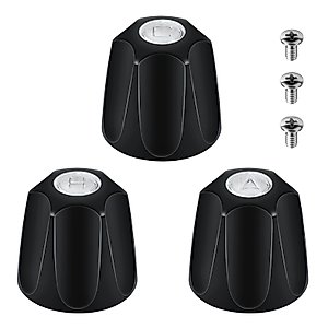 UCDETD Metal Shower Knobs 3 Piece Replacement, Compatible with Price Pfister Verve and Bathtub Shower Faucet Handle, Shower Knobs Include Hot/Cold/Diverter and 3 Screws (Matte Black)