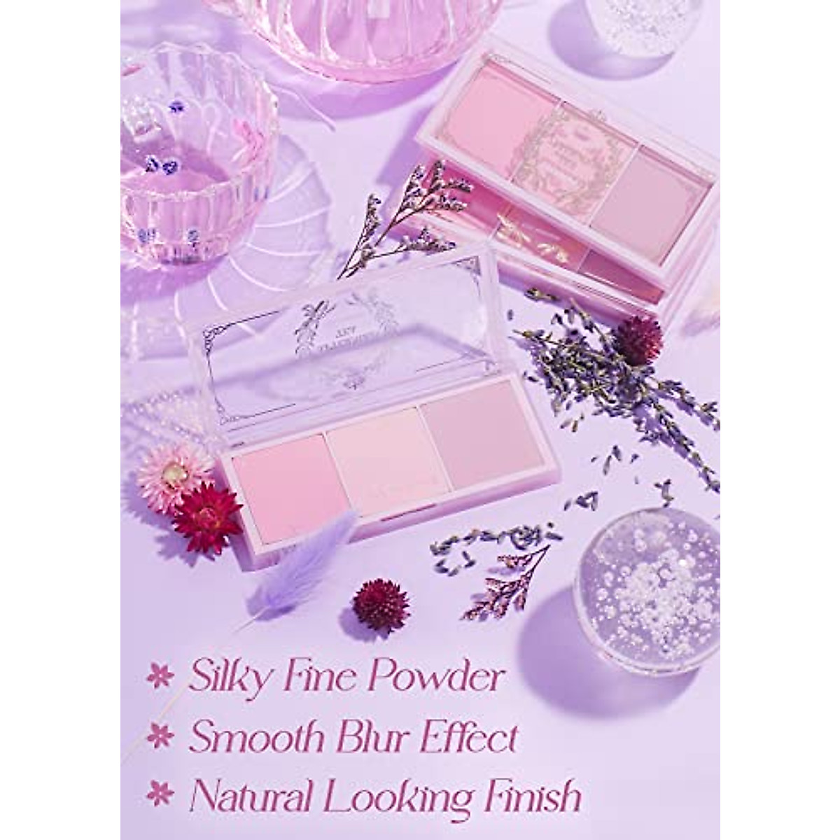 I'm Meme Palette - Afternoon Tea Blusher | Blossom Tea Blended, Cool Tone Blush for Cheek, Soft Pink, Peach, Lavender, 3 Shades Palette, Matte Powder Blush for Face & Cheeks, For All Skin Tones, 0.4oz