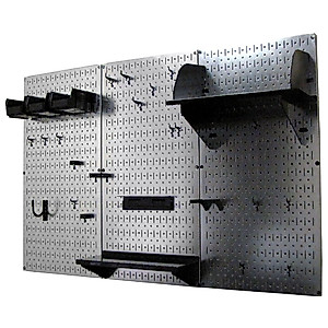 Pegboard Organizer Wall Control 4 ft. Metal Pegboard Standard Tool Storage Kit with Galvanized Toolboard and Black Accessories
