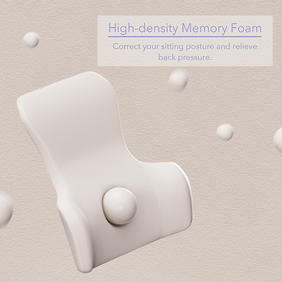 Lumbar Support Pillow Memory Foam Adjustable Back Cushion with Strap for Lower Back Pain Relief- Ideal for Office Chair, Car Seat, Bed, Recliner - Black