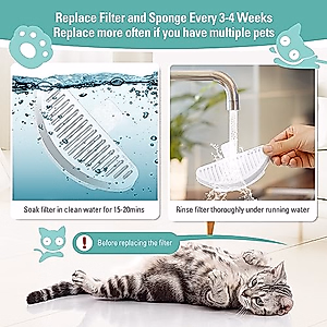 3 Pack Replacement Filters & 6 Pack Filter Sponges for 67oz/2L Wireless Automatic Pet Fountain, BFLICROY Cat Water Fountain Filter, Pet Water Fountain Filters with 6 Layers Filtration System