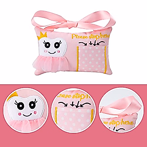 free-space Tooth Fairy Pink Ballerina Embroidered Tooth Fairy Pillow with Pocket Kids Keepsake Gift (Pink)