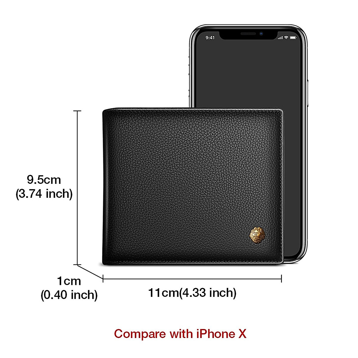 LAORENTOU Men's Wallet Genuine Leather Mens Bifold Wallets with Zipper Coin Pocket Casual Men Purse Slim Wallet