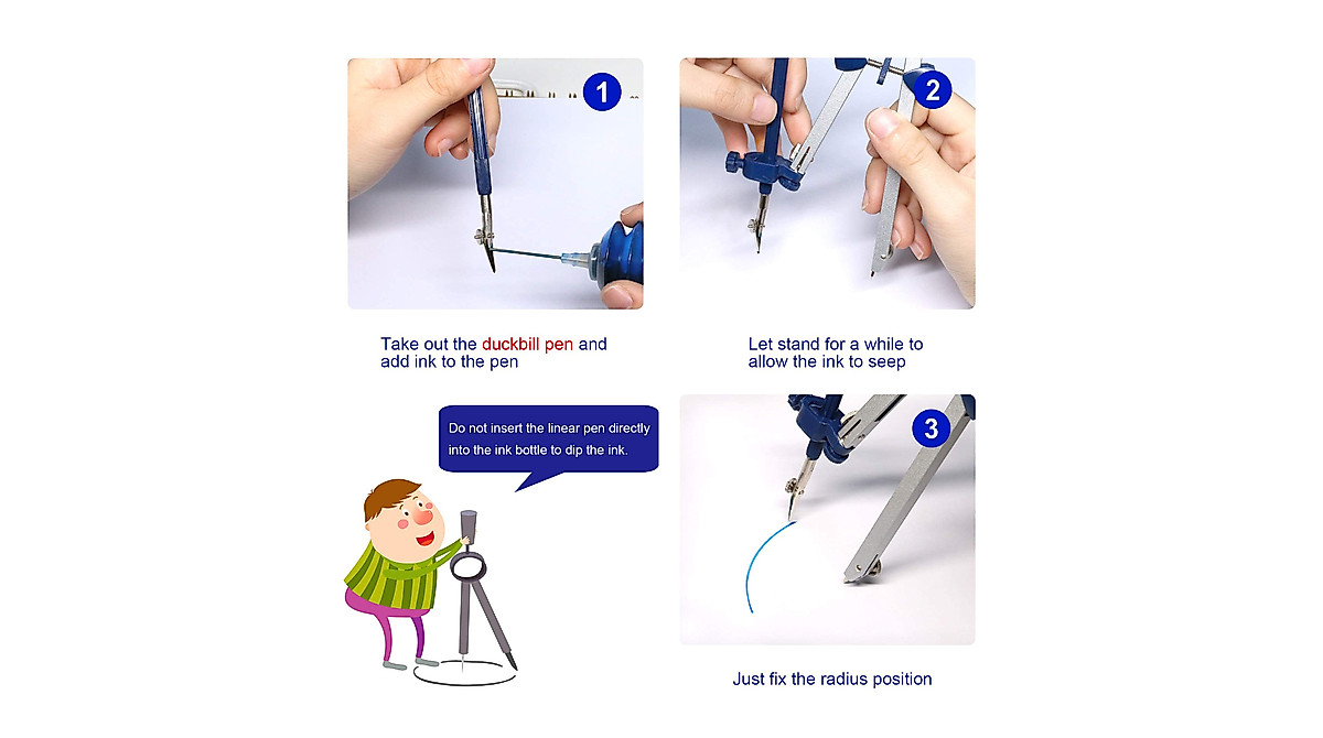 Professional Metal Drawing Compass Kit for Geometry & Drafting