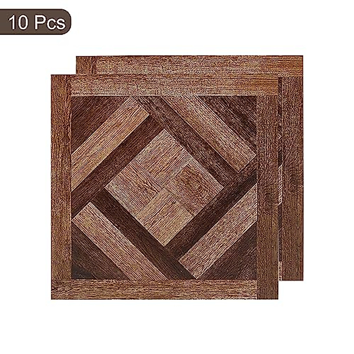 uxcell Peel and Stick Floor Wall Tiles Sticker, 10Pcs 12"x12" Self-Adhesive Wood Grain Floor Stickers Matte Frosted Flooring Tiles for Kitchen Bathroom and Home Decor, Yellow+Brown