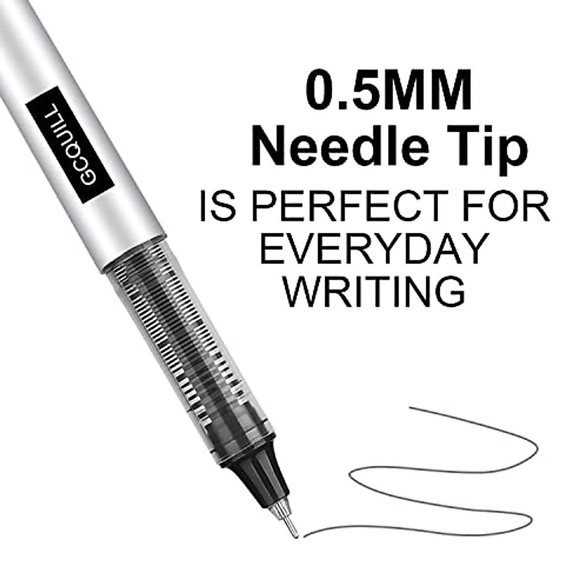 GC QUILL Rollerball Pens, Pack of 24, 0.5mm Black Liquid Ink Pens for Bullet Journaling, Fine Point Rollerball, Office Supplies for Writing, Taking Notes & Sketching BK24