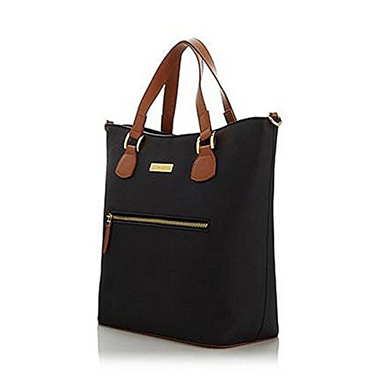 JOY & IMAN Alexandria Leather Tote Crossbody Zip Pockets Cognac NEW 539-083