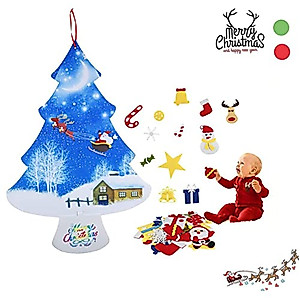 SAFIGLE 1 Set DIY Christmas Tree Artificial Christmas Tree Hand Decor DIY Crafts Christmas Felt Sticker New Year Felt Game Wall Xmas Tree Ornament Children DIY Felt Xmas Tree Felt Crafts
